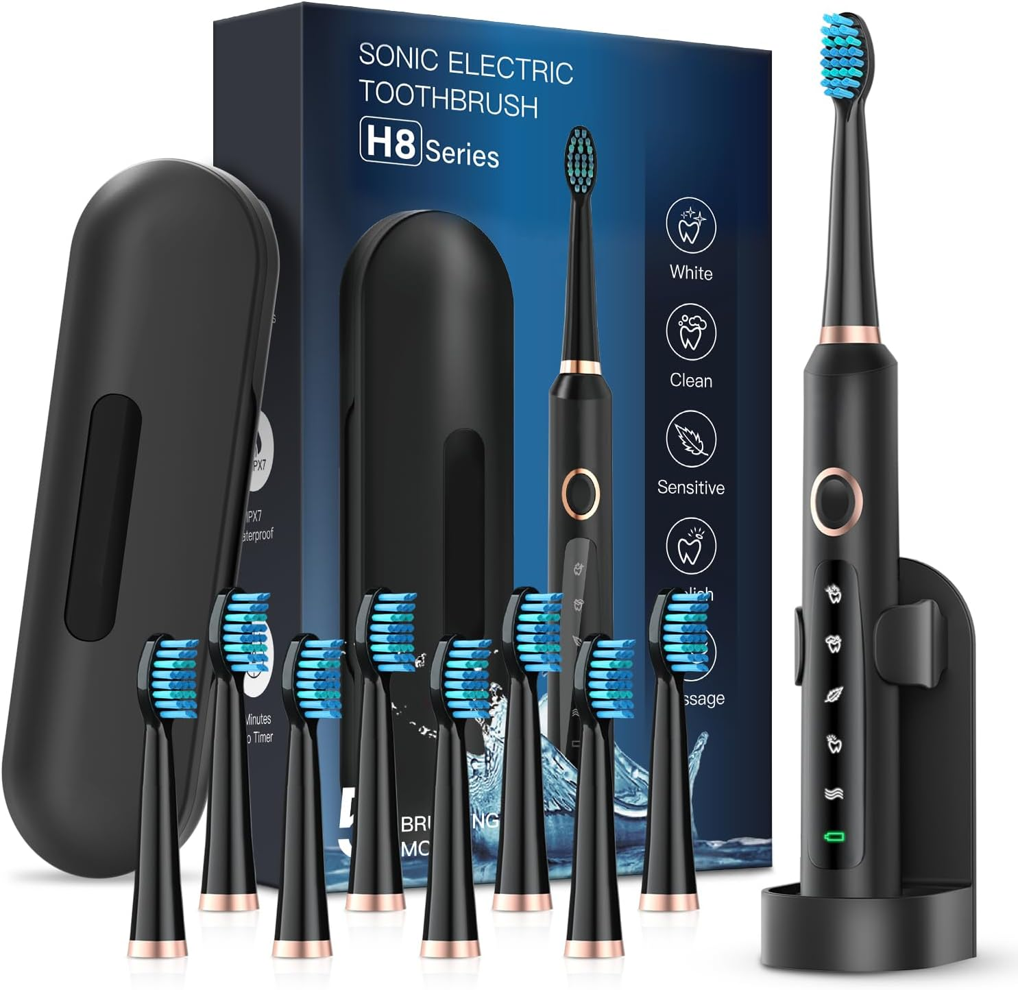 Ultrasonic Electric Toothbrushes for Adults - Rechargeable Sonic Tooth ...
