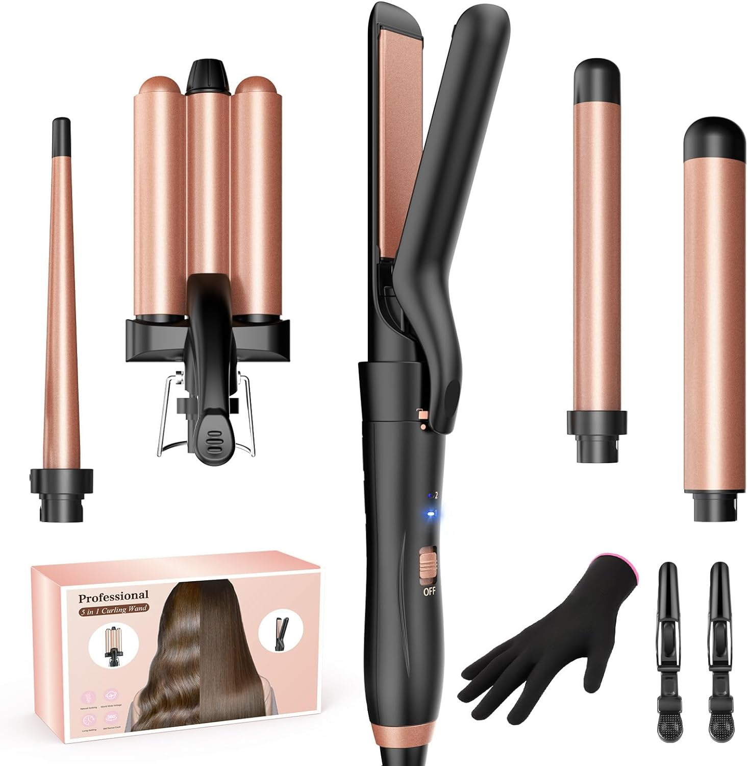 Curling Iron and Wave Straightener - BESTOPE MIX 5 in 1 Hair Iron with ...